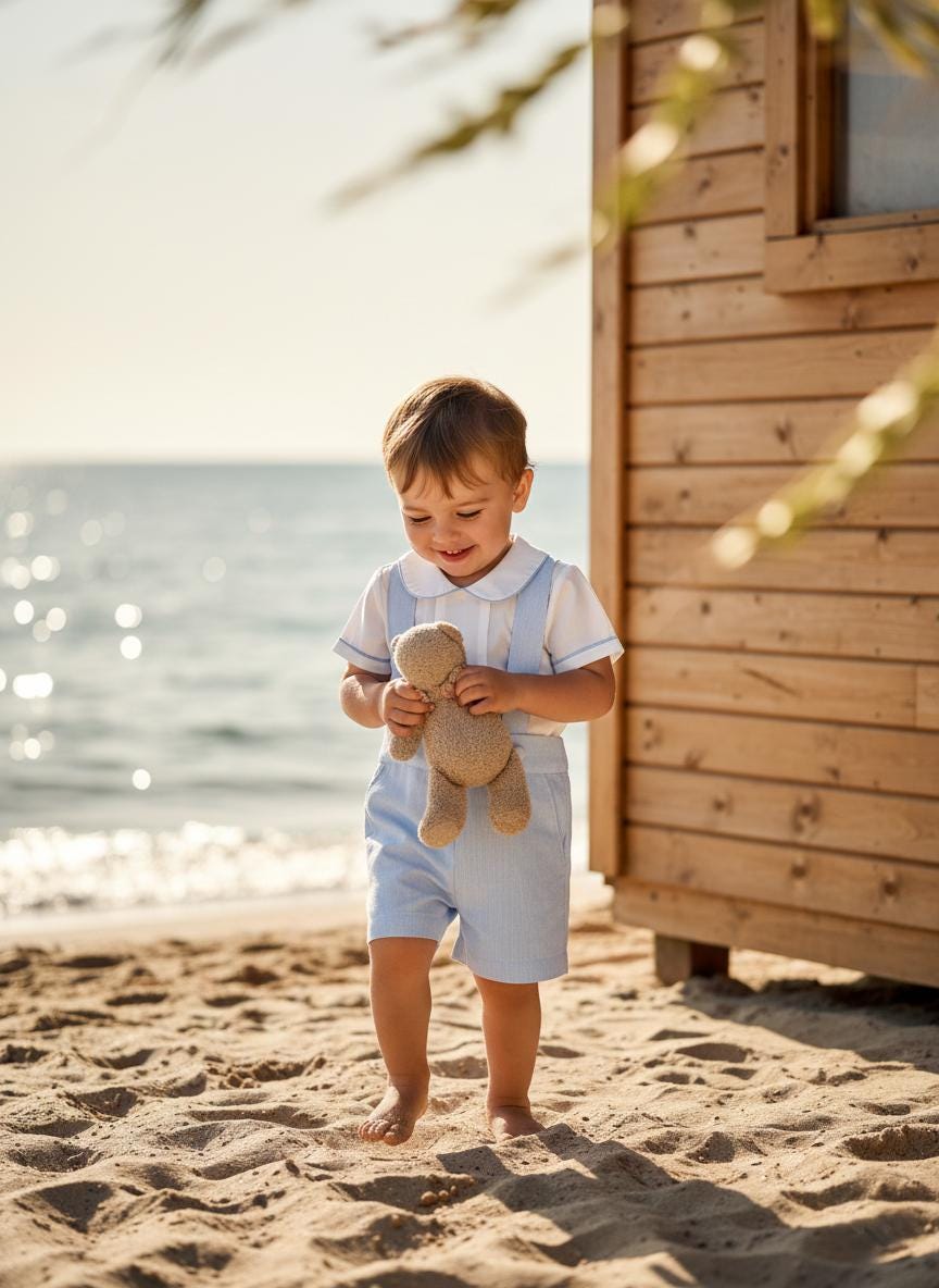 White & Blue Baby Boy Outfit Short Sleeve | Matteo Set – Douceli